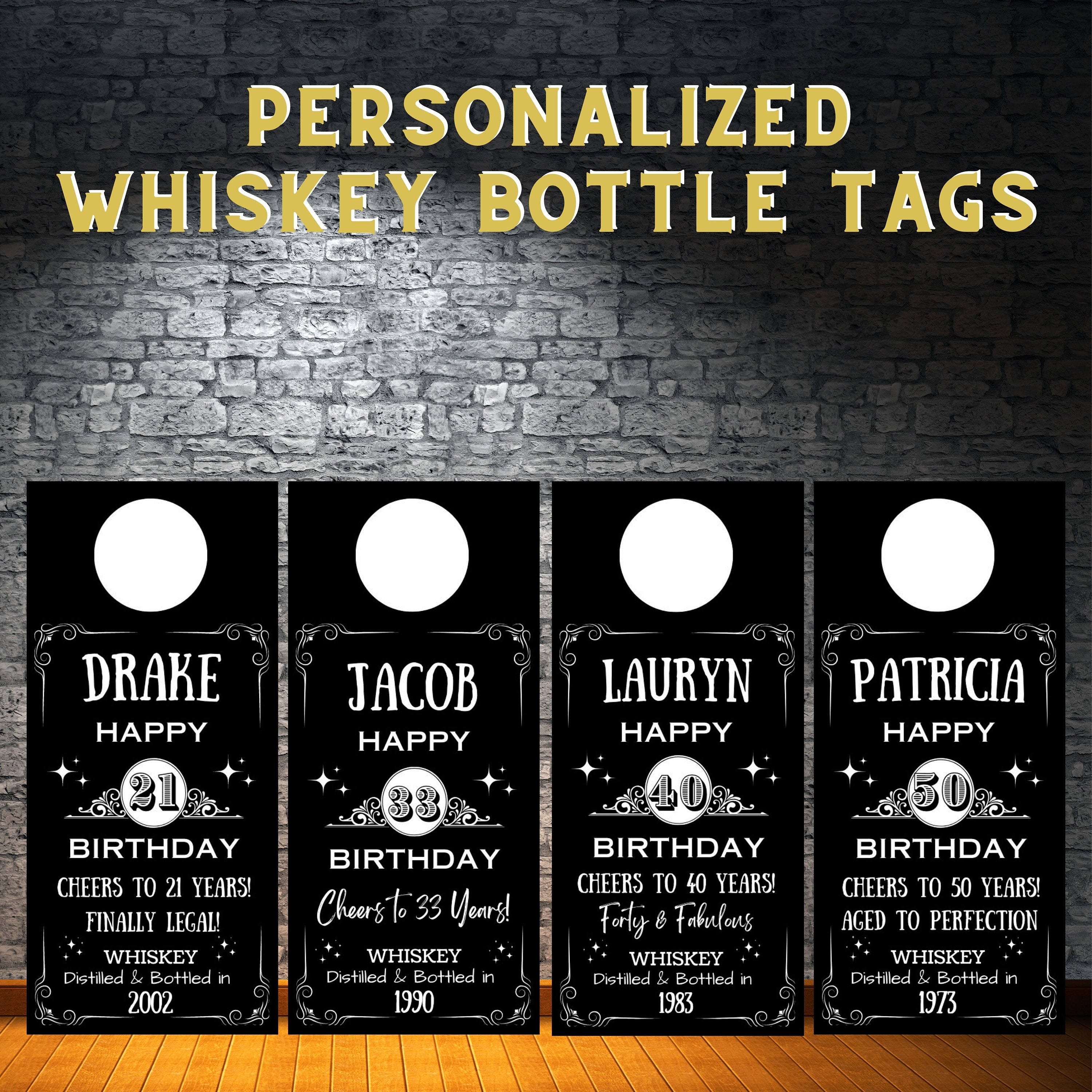 Printable Custom Mini Whiskey Bottle Hang TAGS, Fits Mini Whiskey ...