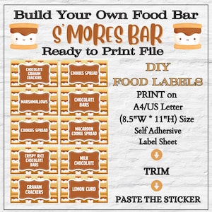 Build Your Own SMORES Bar, S'more Station Food Bar Buffet Sign + Buffet ...