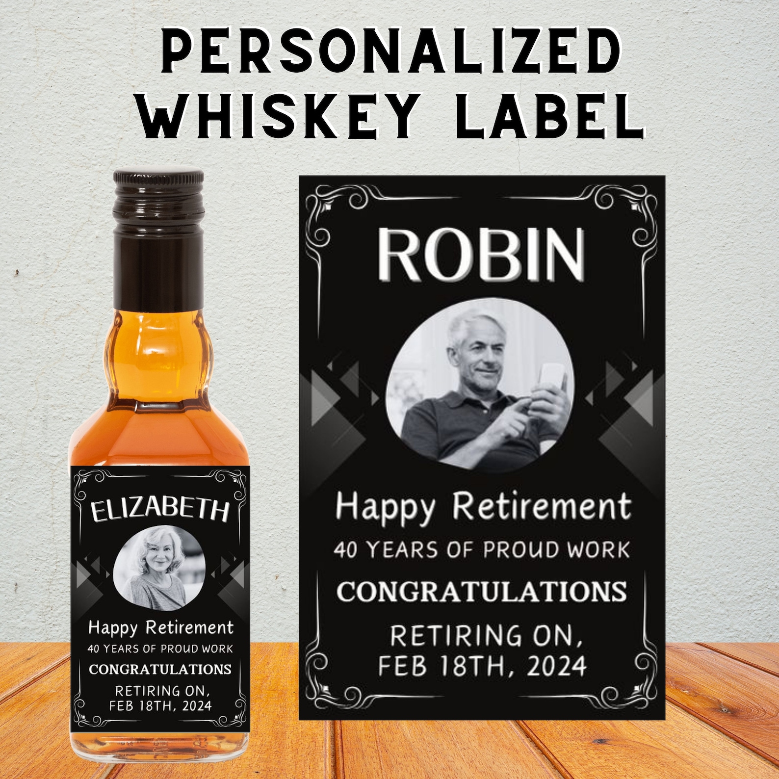 Personalized Whiskey Bottle Label, Pairs Well With Retirement Party ...
