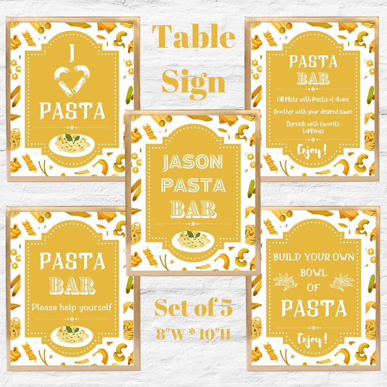 Build Your Own PASTA Food Bar Buffet Sign Buffet Cards Personalized ...