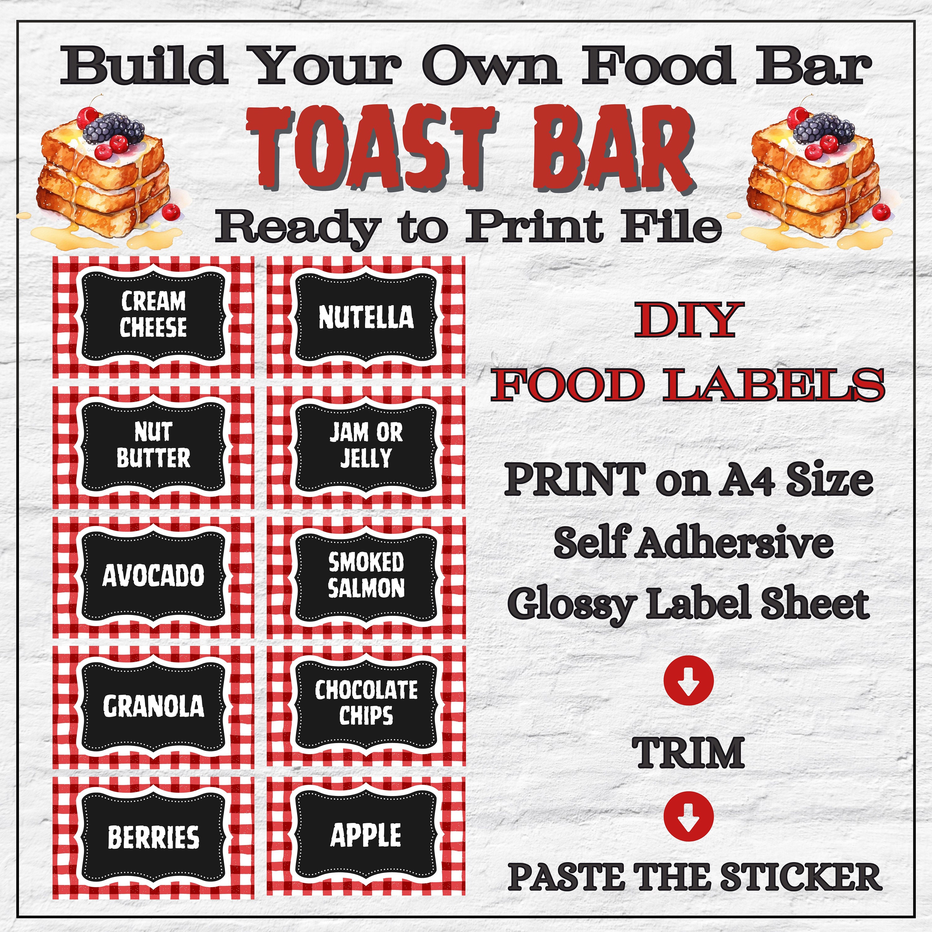 Build Your Own TOAST Bar Buffet Sign + Buffet Cards + Personalized ...