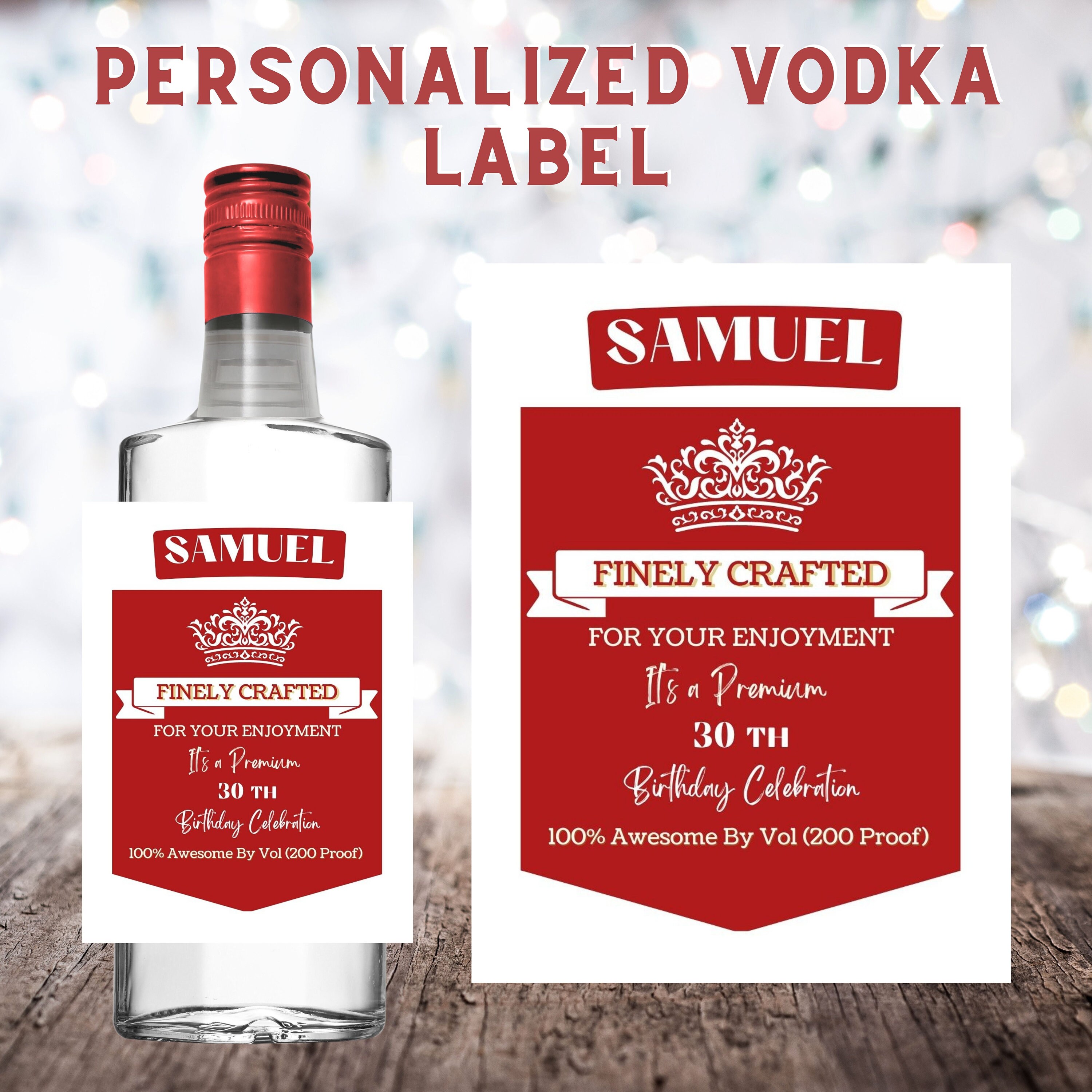 Printable Personalized Vodka Bottle Label | Sizes 50ML & 700ML | Custom ...