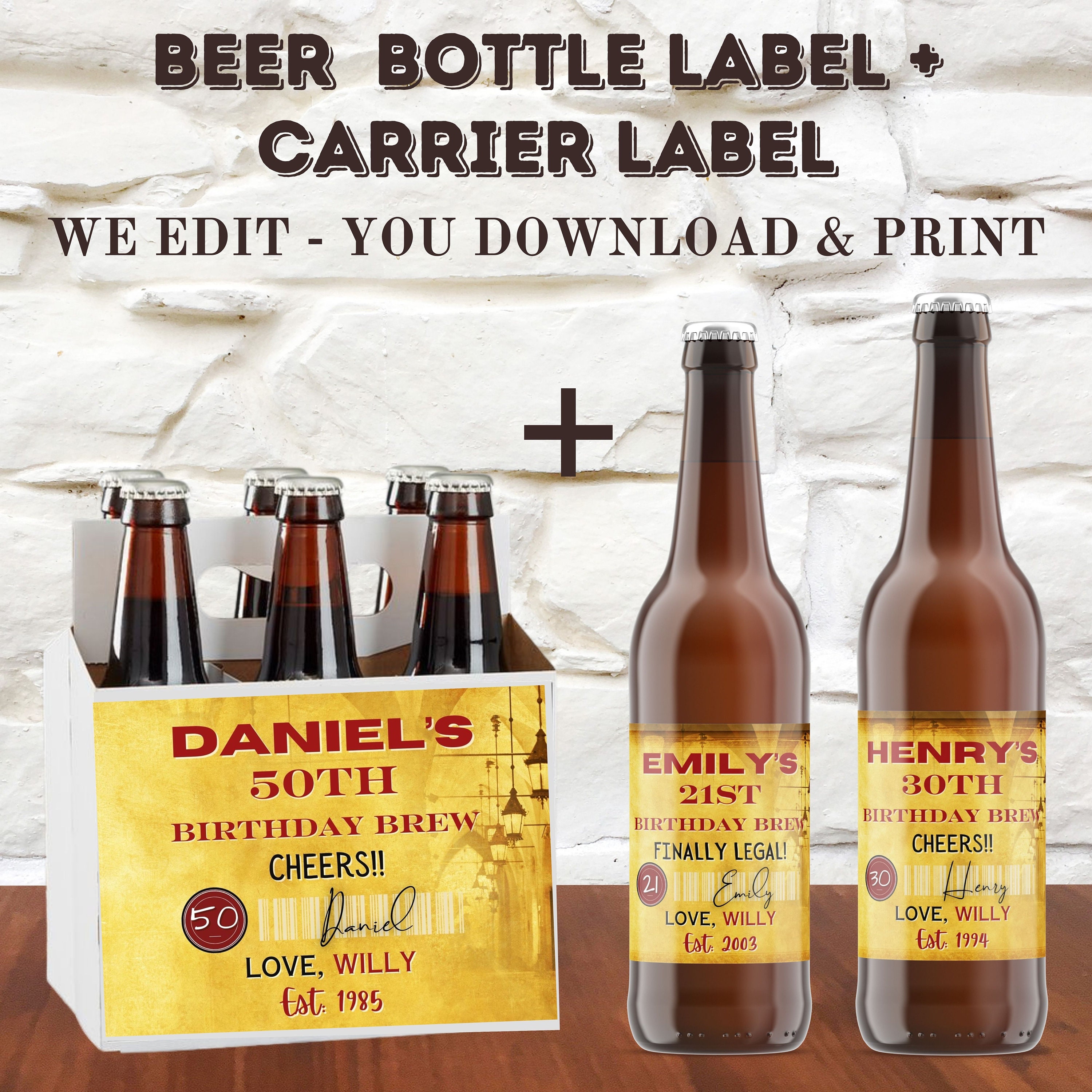 We Edit You Print, Printable Custom BEER Bottle Label 12oz Bottle ...