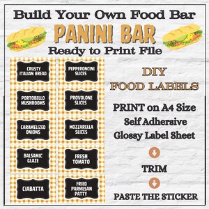 Build Your Own PANINI Food Bar Buffet Sign + Buffet Cards ...