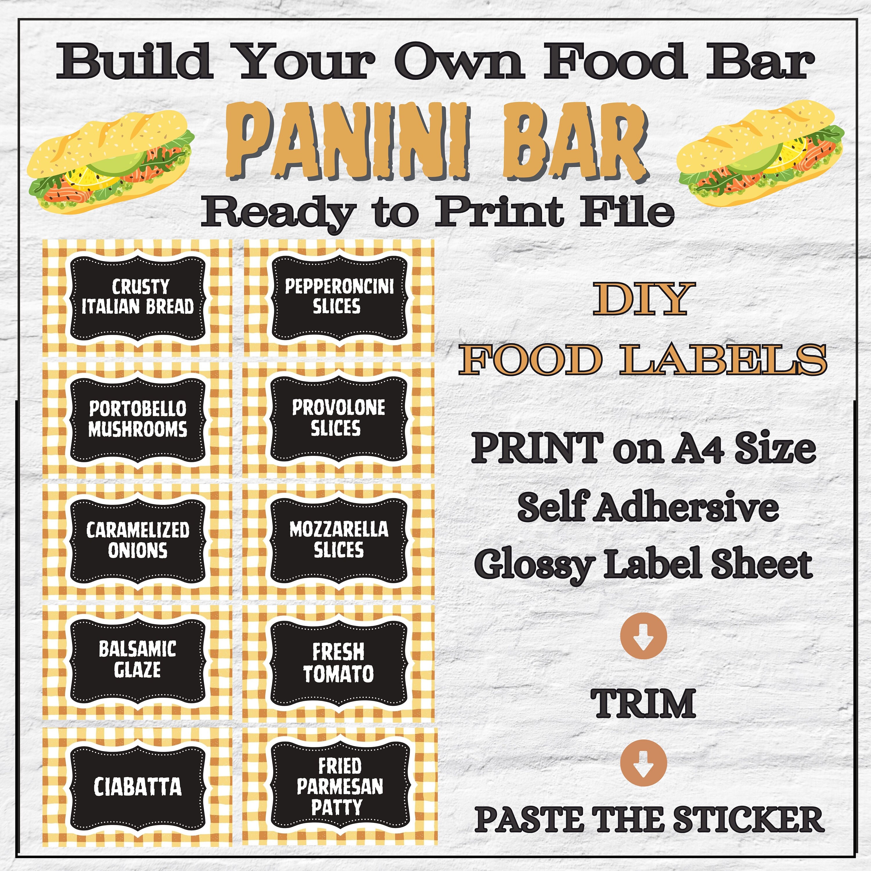 Build Your Own PANINI Food Bar Buffet Sign Buffet Cards Personalized ...
