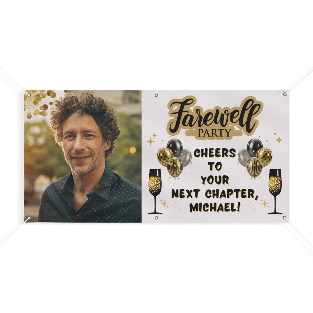 Retirement Party Banner, Custom Photo Farewell Decoration, Happy ...