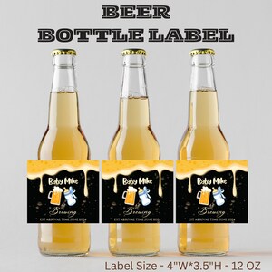 We Edit - You Print, Printable Custom BEER Bottle Label, Fits Bottle Size 12oz, Baby is Brewing ...