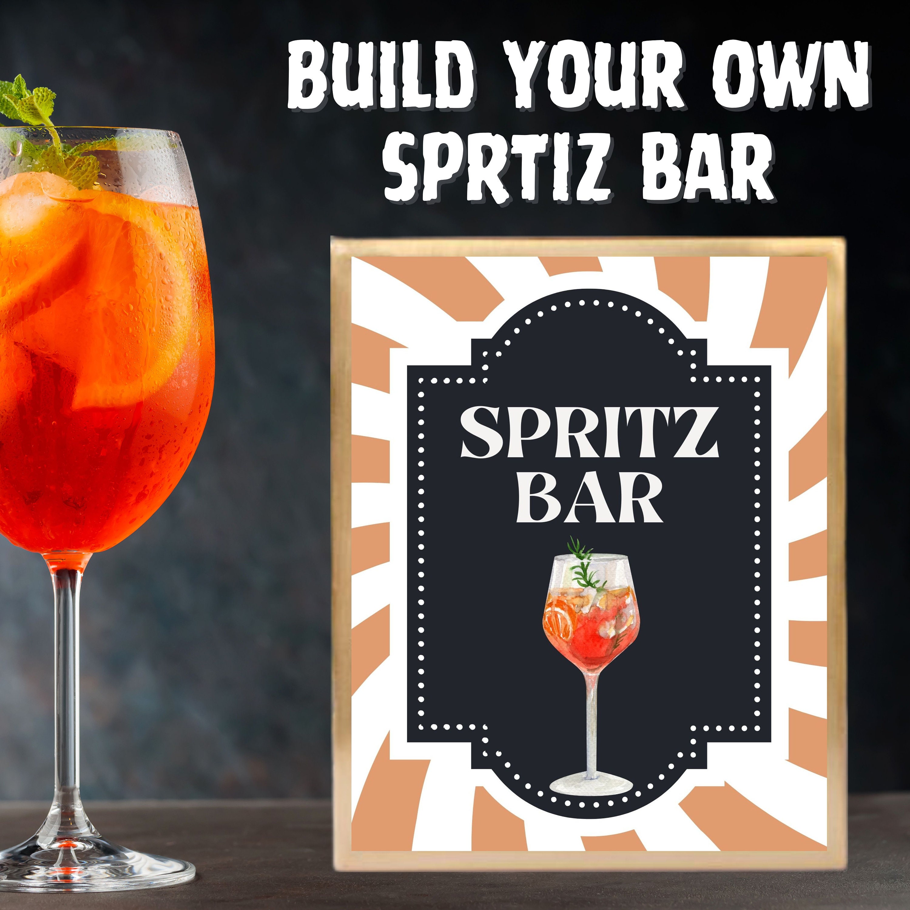 Aperol Spritz Bar Buffet Table Sign Template, Personalized to Any Name ...