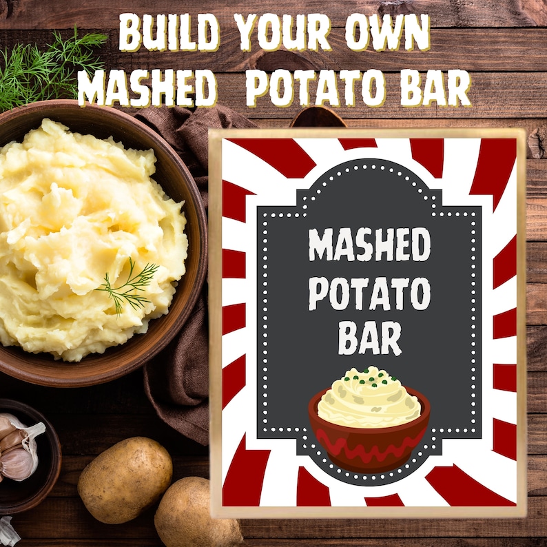 Build Your Own Mashed Potato Bar Sign | Buffet Sign Set With Food Tent ...