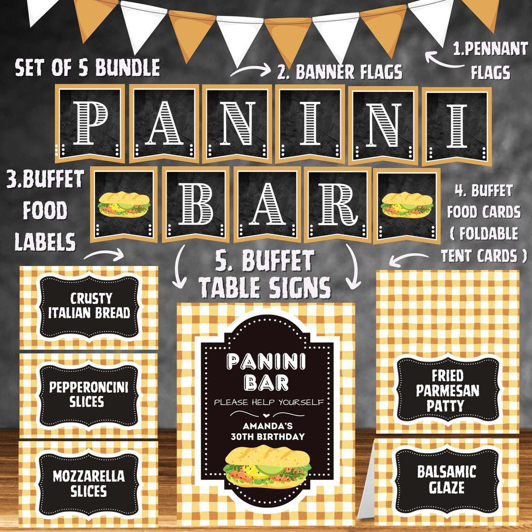 Build Your Own PANINI Food Bar Buffet Sign + Buffet Cards ...