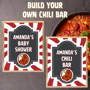 Build Your Own CHILI Food Bar Buffet Sign + Buffet Cards + Personalized ...