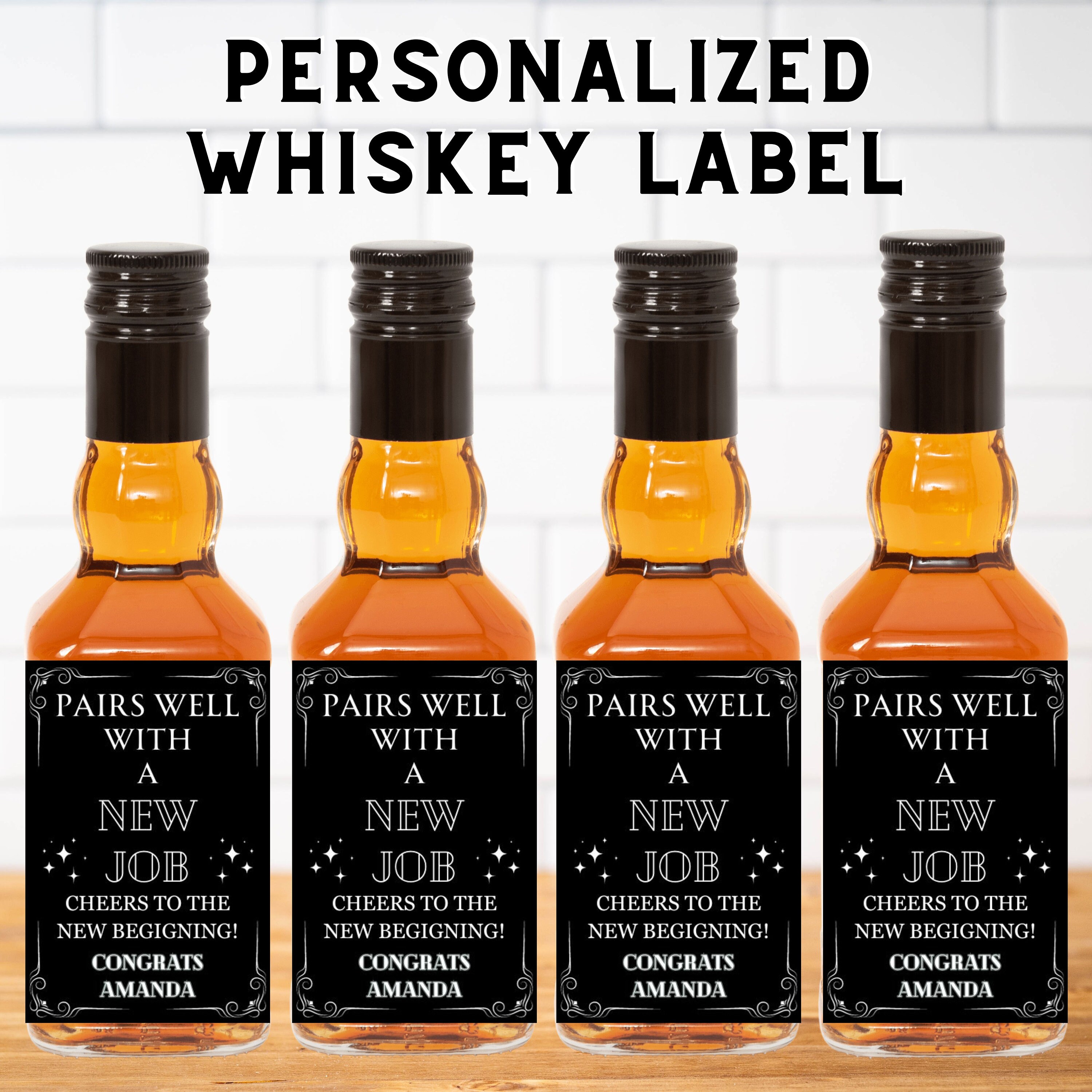 Personalized Whiskey Bottle Label, Pairs Well With New Job Label ...