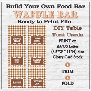 Build Your Own WAFFLE Bar | Buffet Cards, Buffet Signs, Personalized ...