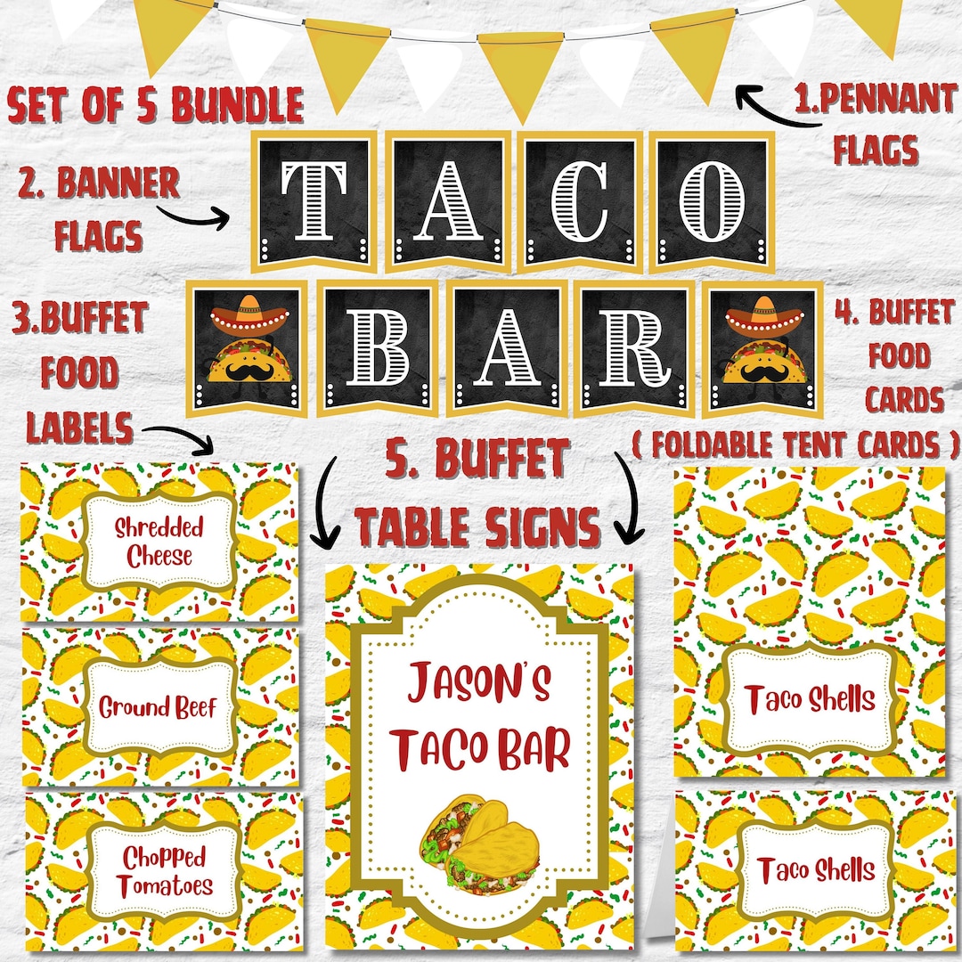 Build Your Own Mexican TACO Station | Buffet Cards, Buffet Signs ...