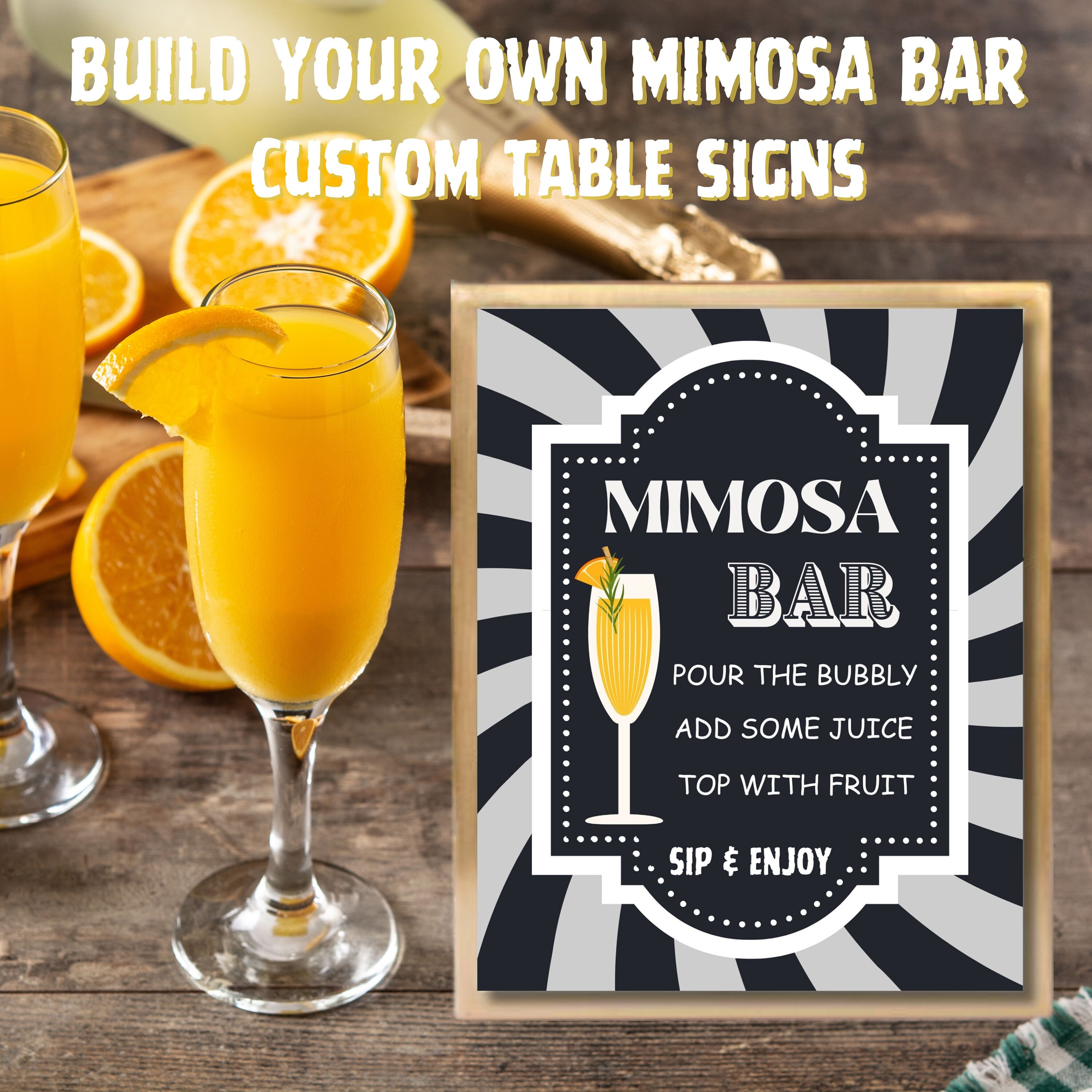 Build Your Own MIMOSA Bar Buffet Cards, Buffet Signs, Personalized ...