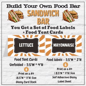 Build Your Own Sandwich Bar Sign Set | Buffet Table Sign + Food Tent ...