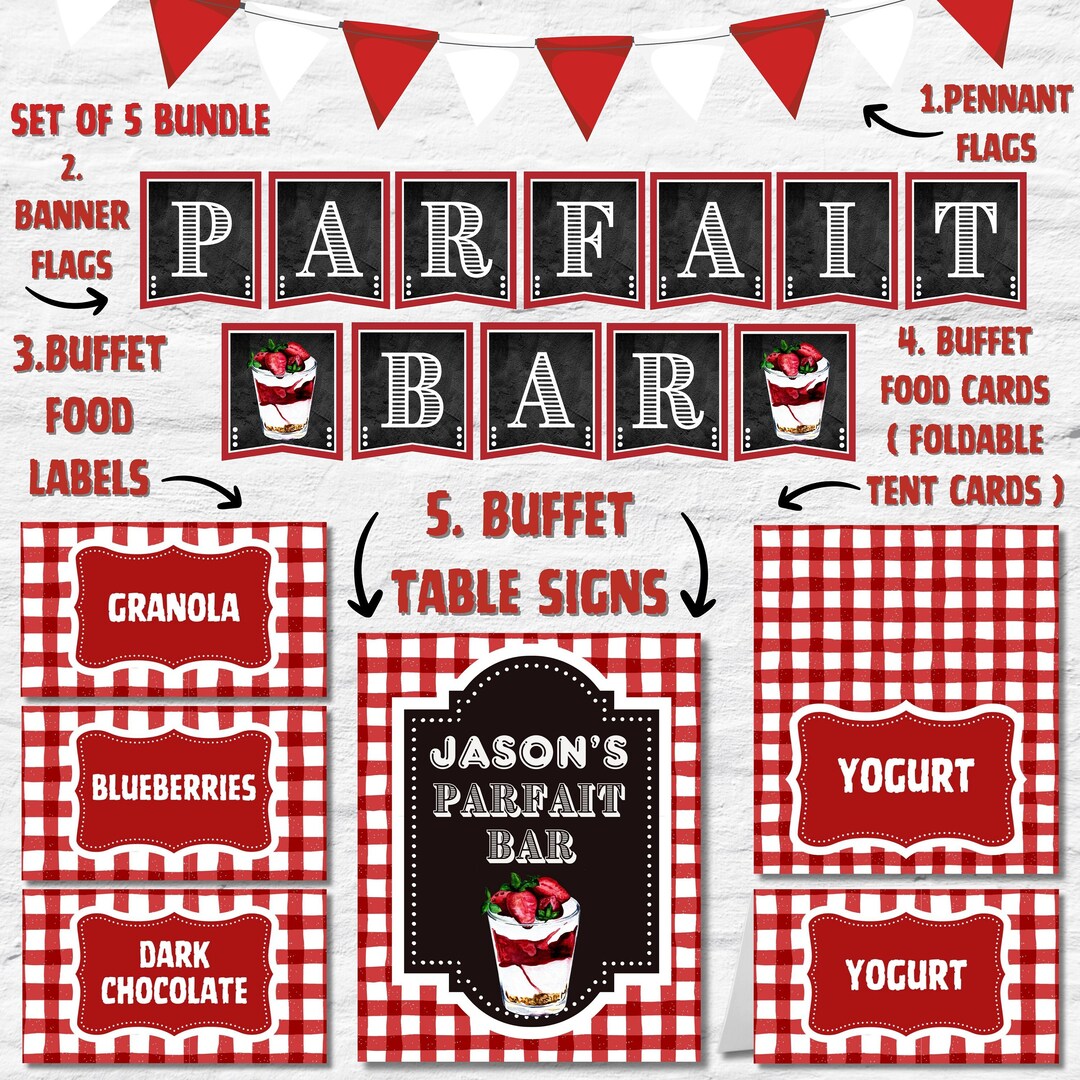 Build Your Own Yogurt Parfait Station | Personalized Buffet Table Sign ...