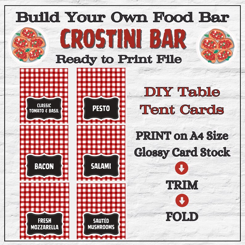 Build Your Own Crostini Food Bar Buffet Sign Buffet Cards Personalized ...