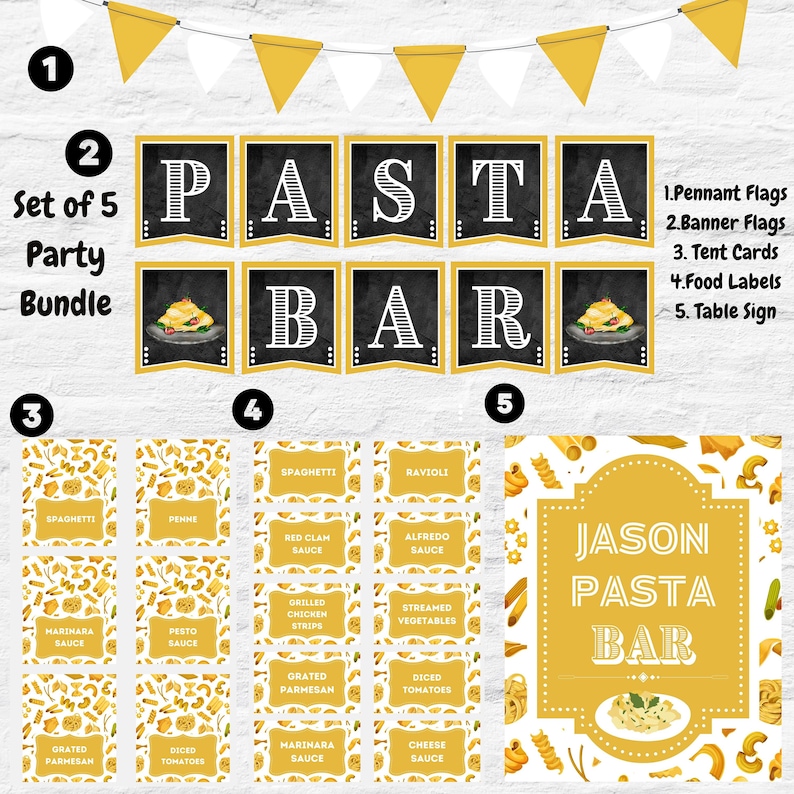 Build Your Own PASTA Food Bar Buffet Sign Buffet Cards Personalized ...