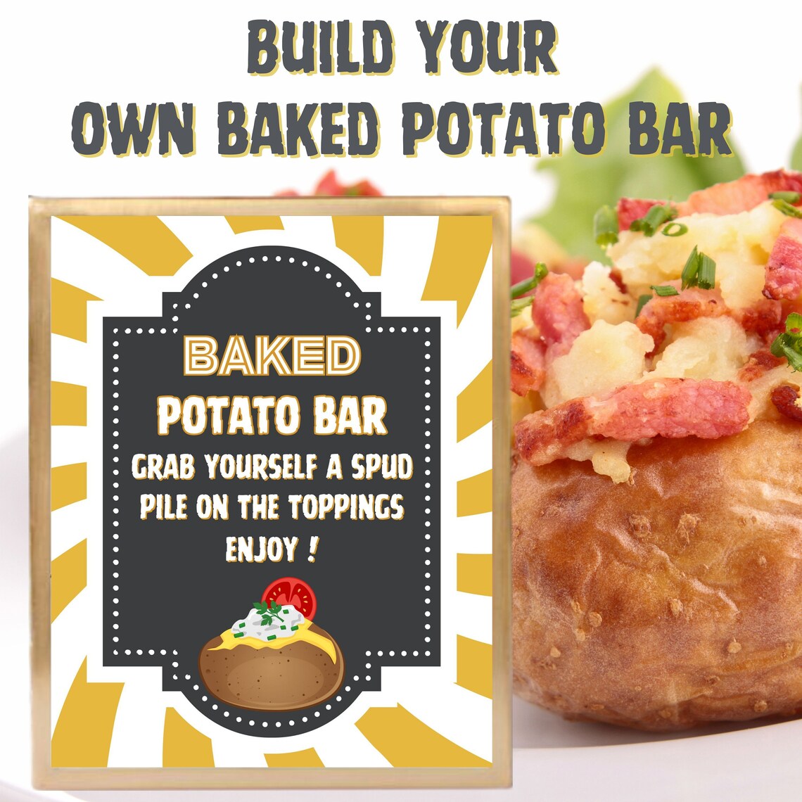 Baked Potato Bar Table Sign Template, Personalized to Any Name, Baked ...