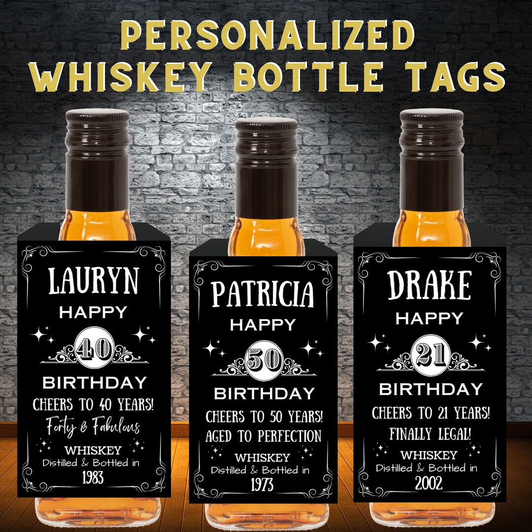 Printable Custom Mini Whiskey Bottle Hang TAGS, Fits Mini Whiskey ...