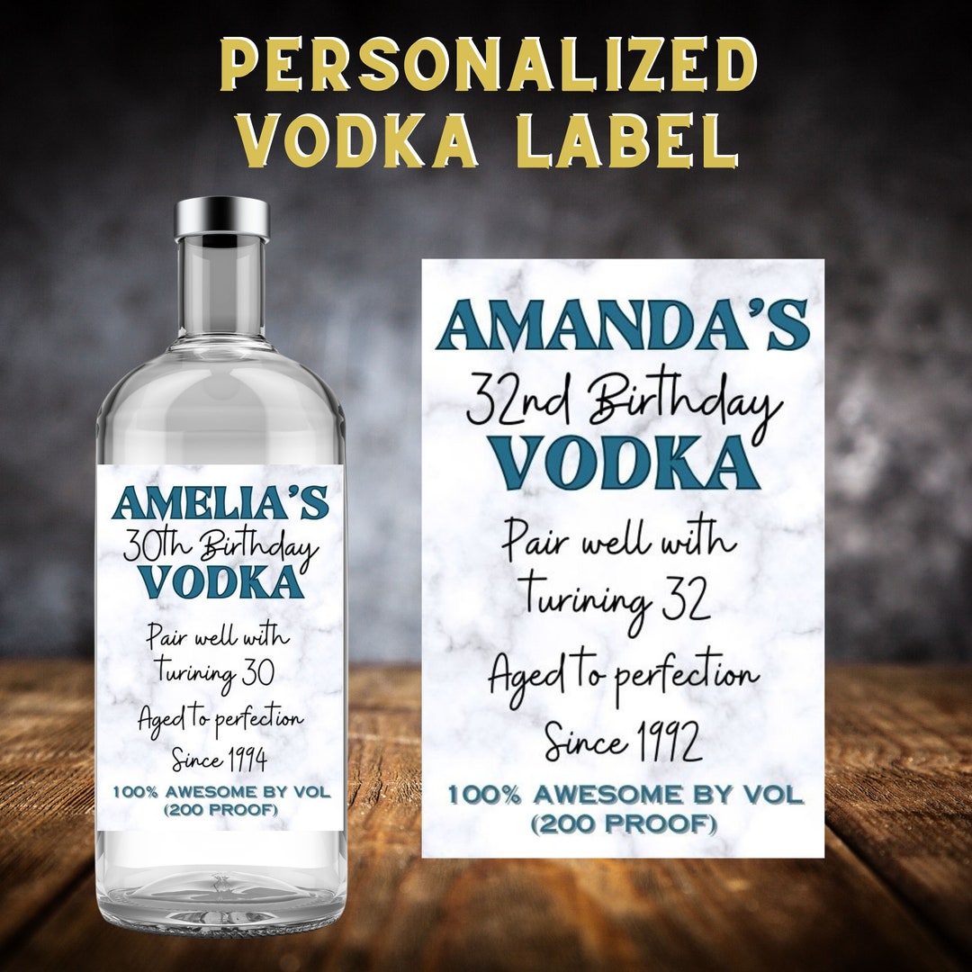 We Edit - You Print, Printable Custom VODKA Bottle Label, Size- 50ML ...