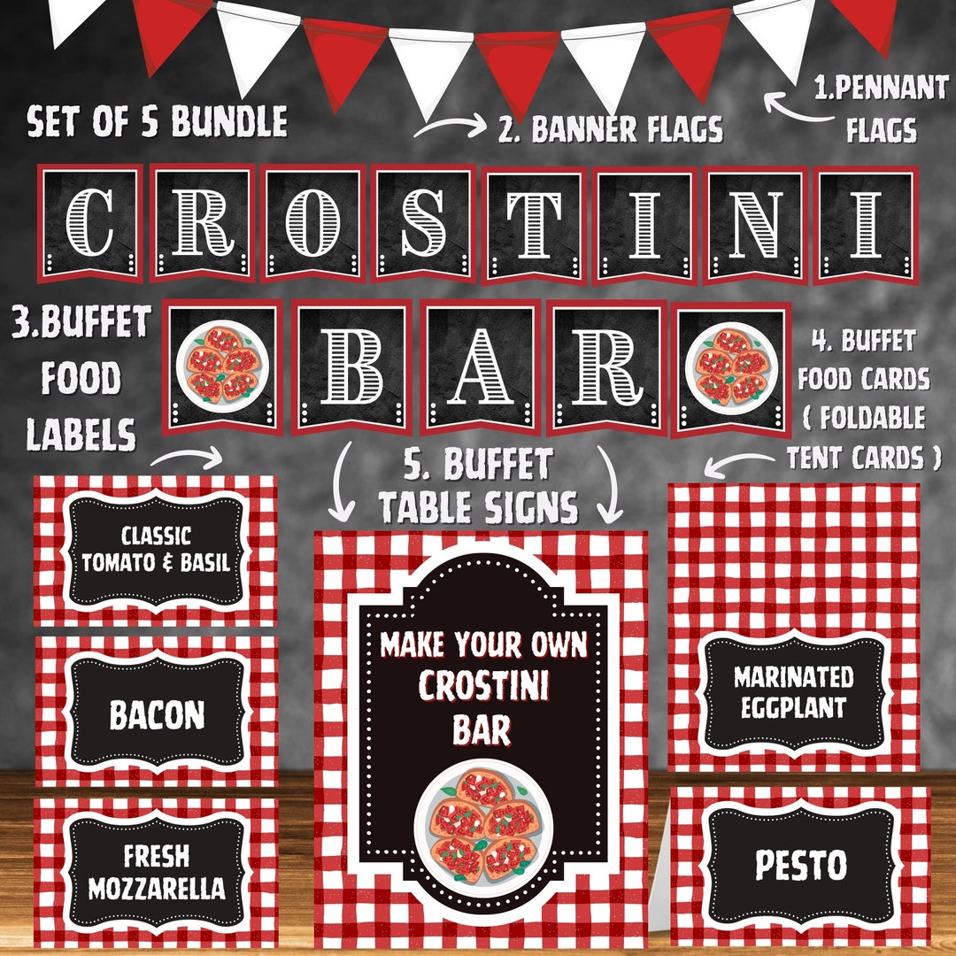 Build Your Own Crostini Food Bar Buffet Sign Buffet Cards Personalized ...