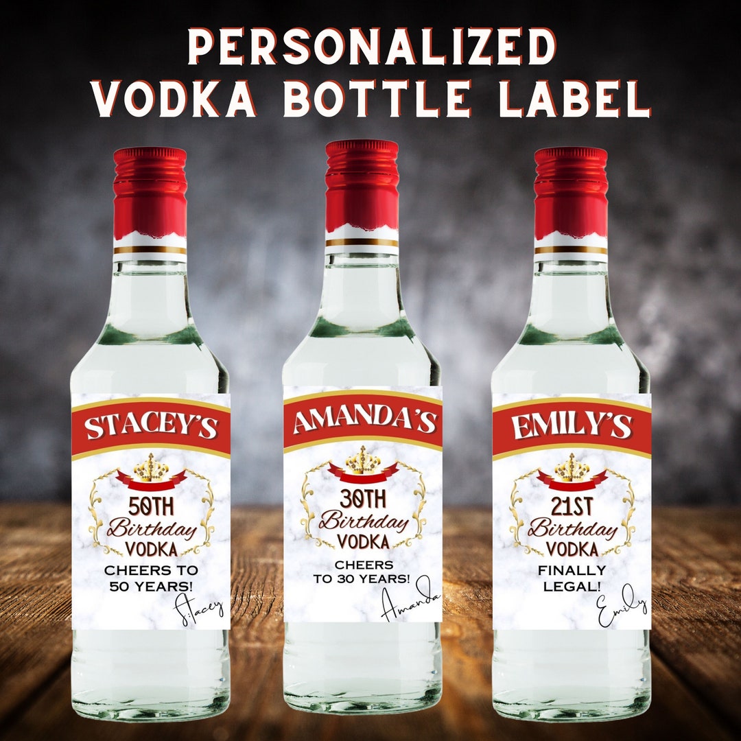 We Edit - You Print, Printable Custom VODKA Bottle Label, Size- 50ML ...