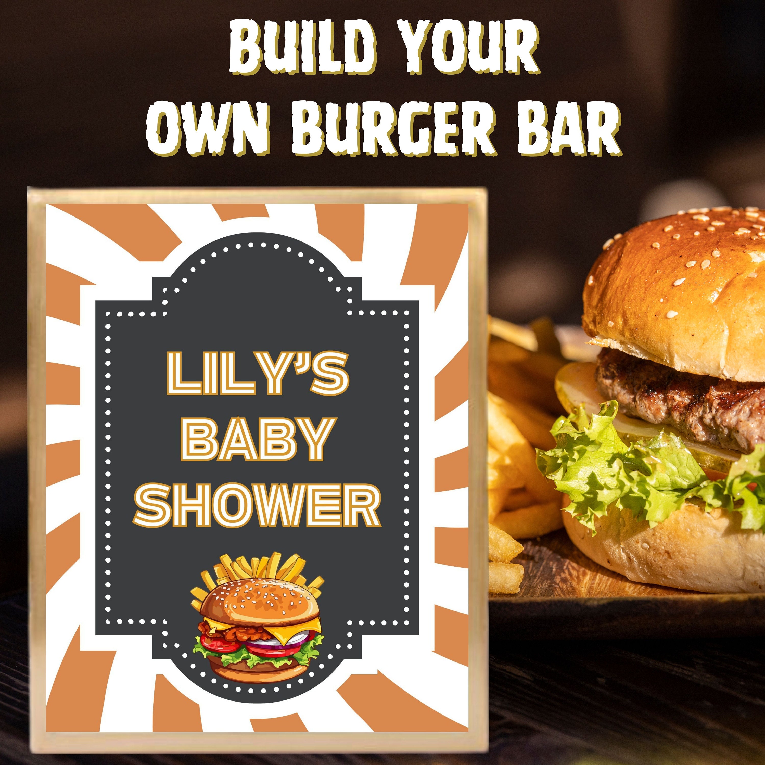 Build Your Own Burger Food Bar Buffet Sign Buffet Cards Personalized ...