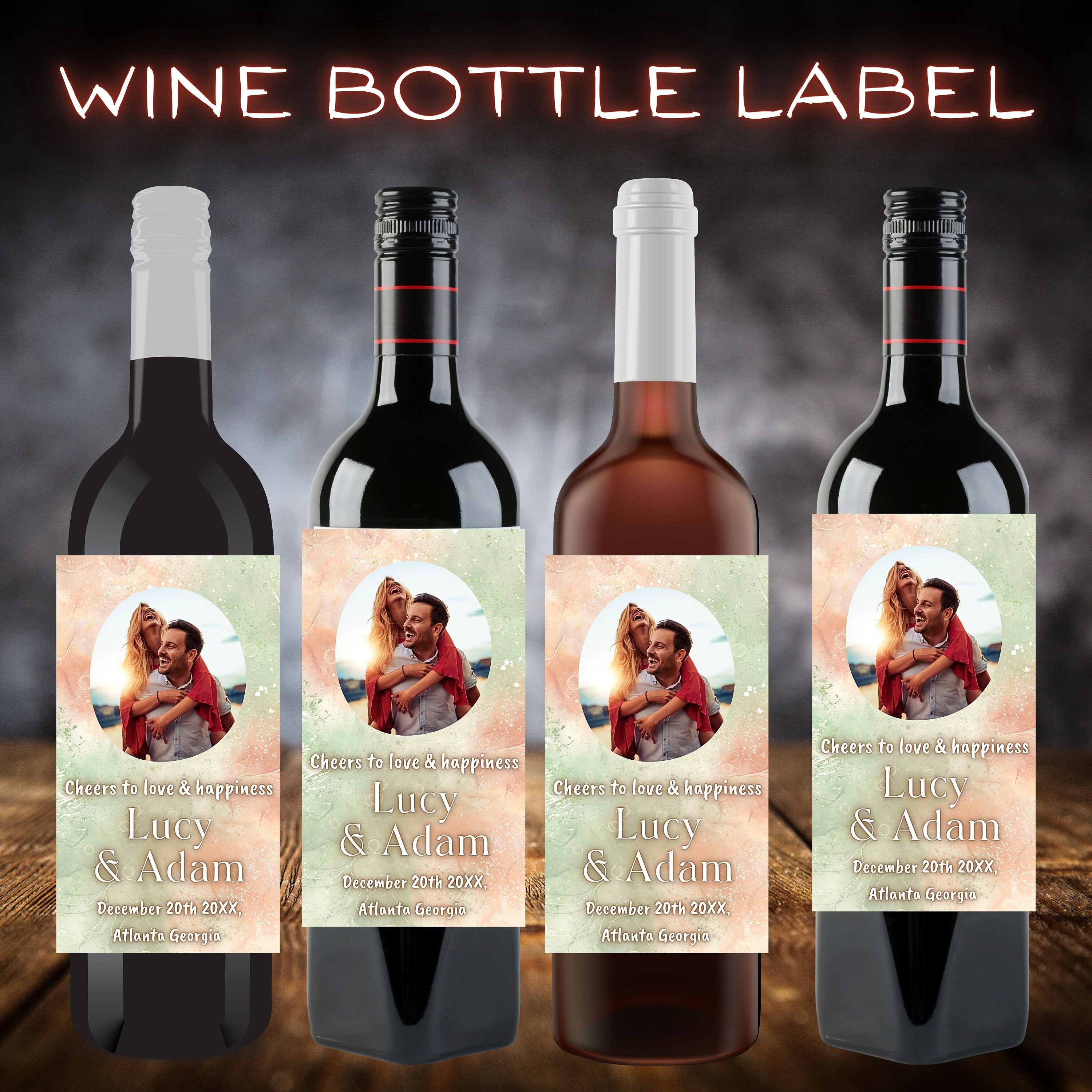 We Edit You Print Printable Custom Photo Wine Bottle Label - Etsy