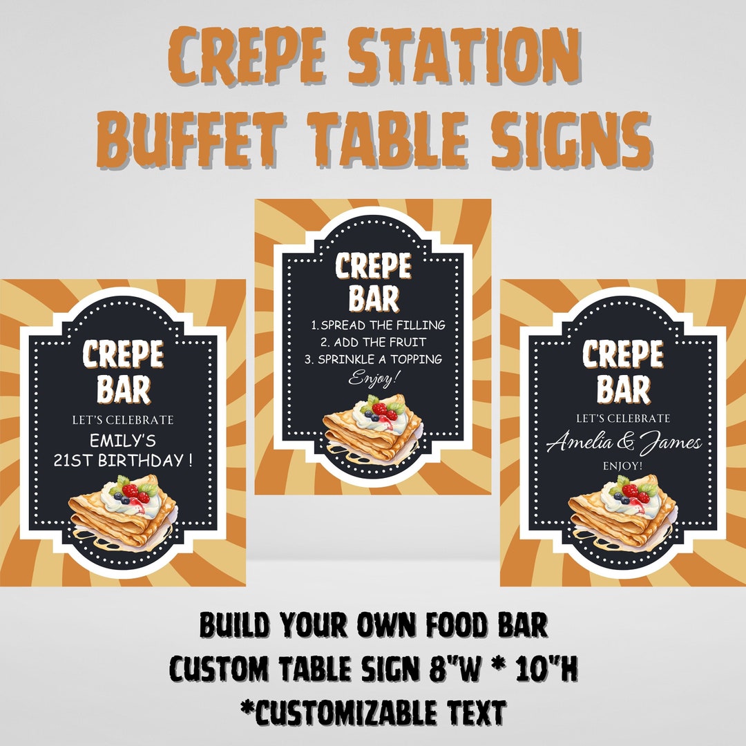 CREPE Bar Buffet Table Sign, Personalized Crepe Station Sign, Banners ...