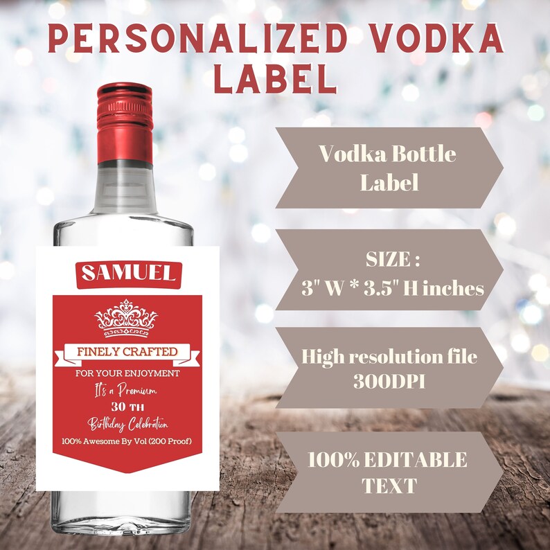 Printable Personalized Vodka Bottle Label Size 35CL 70CL - Etsy