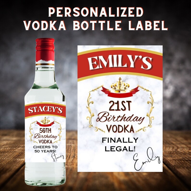 We Edit You Print, Printable Custom VODKA Bottle Label, Size 50ML ...
