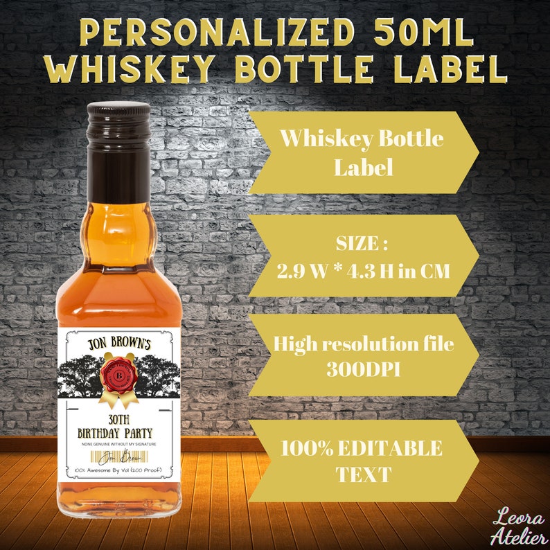 Printable Custom Whiskey Bottle 5CL Mini Label Template - Etsy