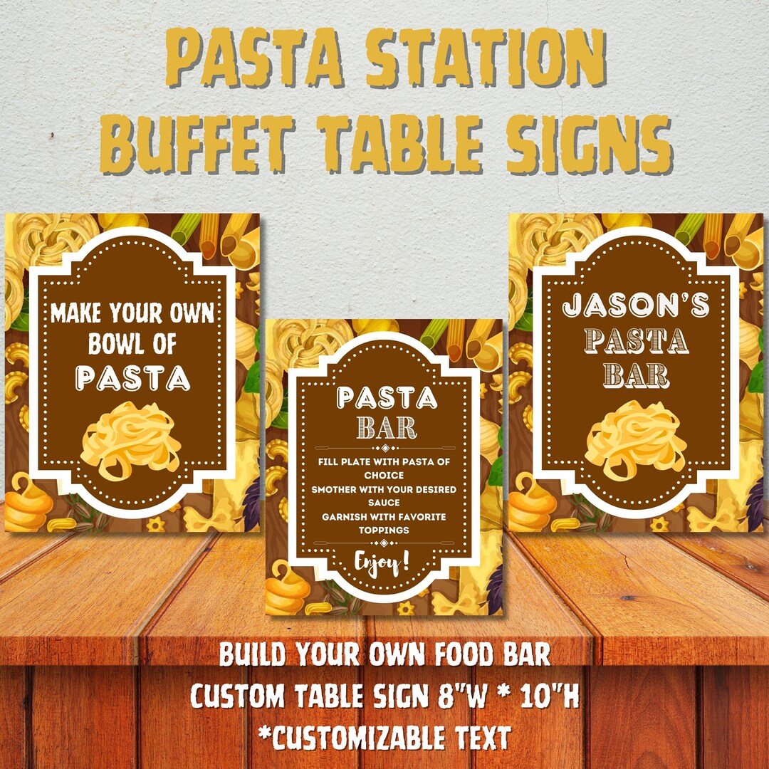 PASTA Bar Buffet Table Sign, Personalized PASTA Station Sign, Banners ...