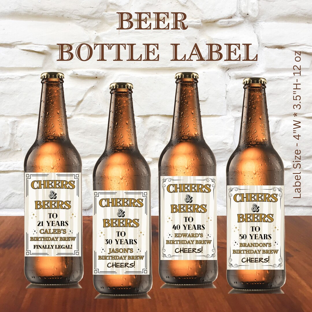 We Edit - You Print, Printable Custom BEER Bottle Label, Fits Bottle Size 12oz, Personalized ...