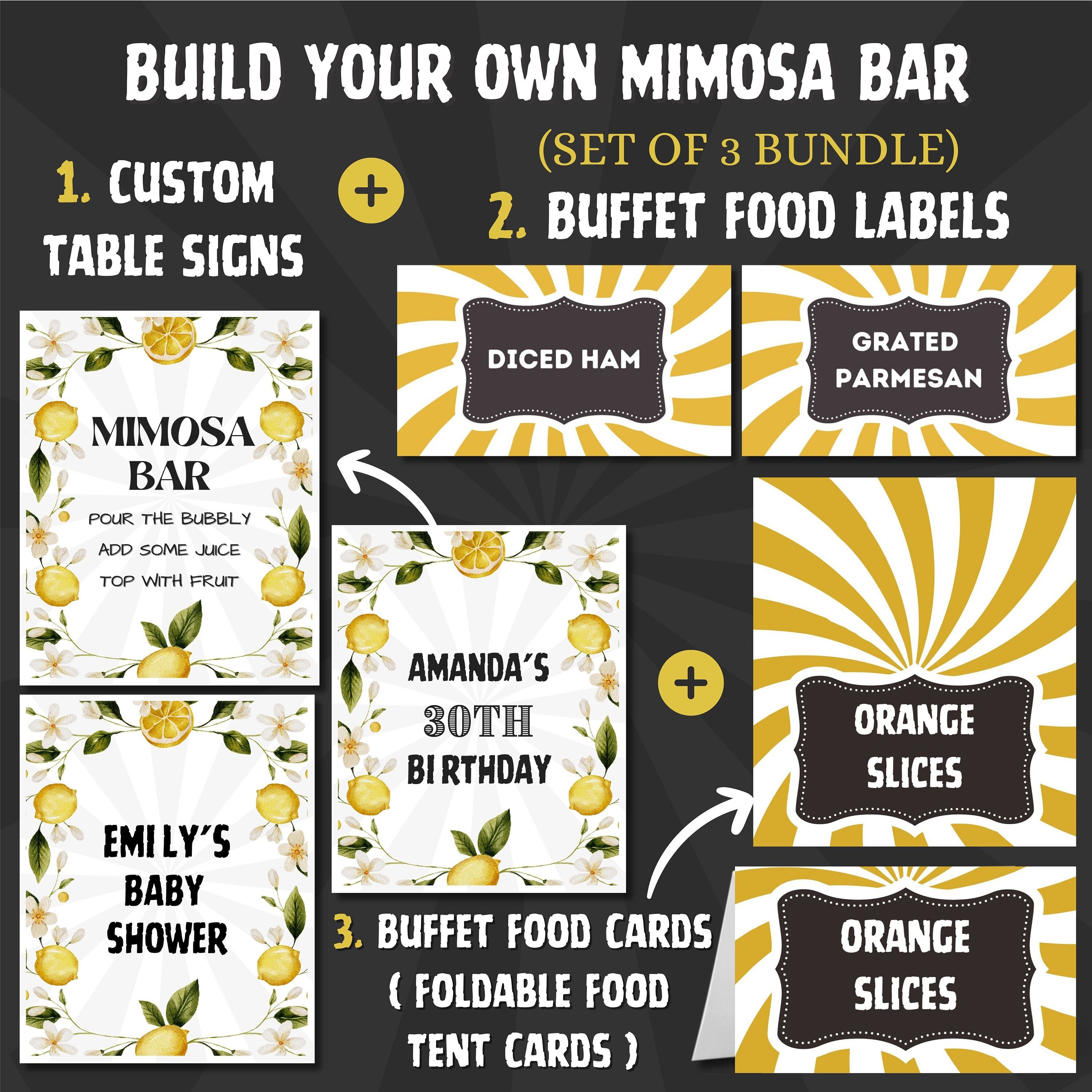 Build Your Own MIMOSA Bar Buffet Cards, Buffet Signs, Personalized ...