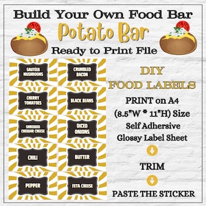 Baked Potato Bar Bundle – Buffet Sign, Topping Cards, Personalized ...