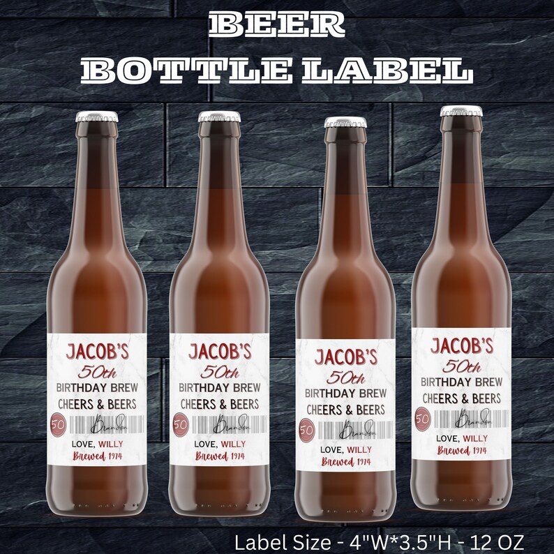 We Edit –you Print, Printable Custom BEER Bottle Label 12oz + Bottle ...