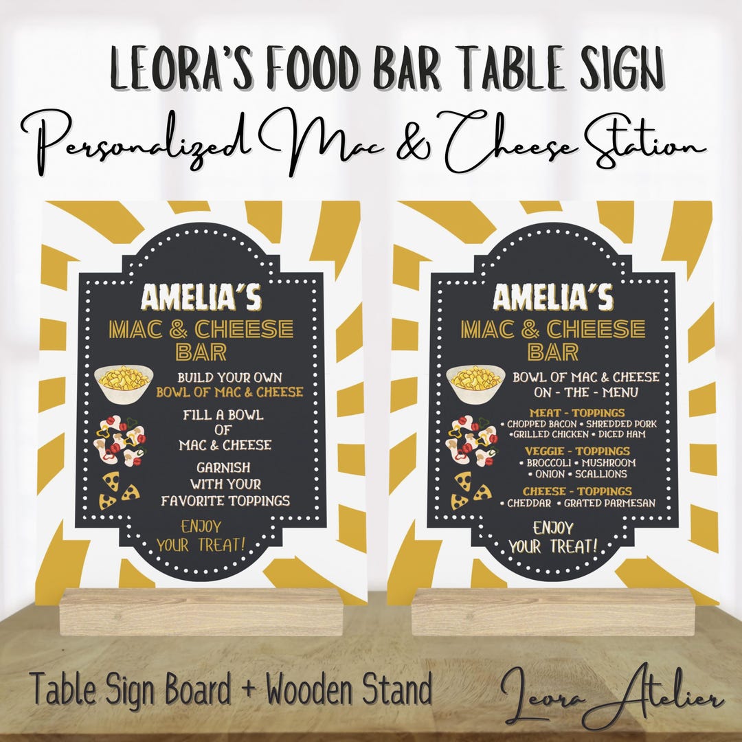 MAC & CHEESE Buffet Table Sign, Custom Mac and Cheese Station Sign ...