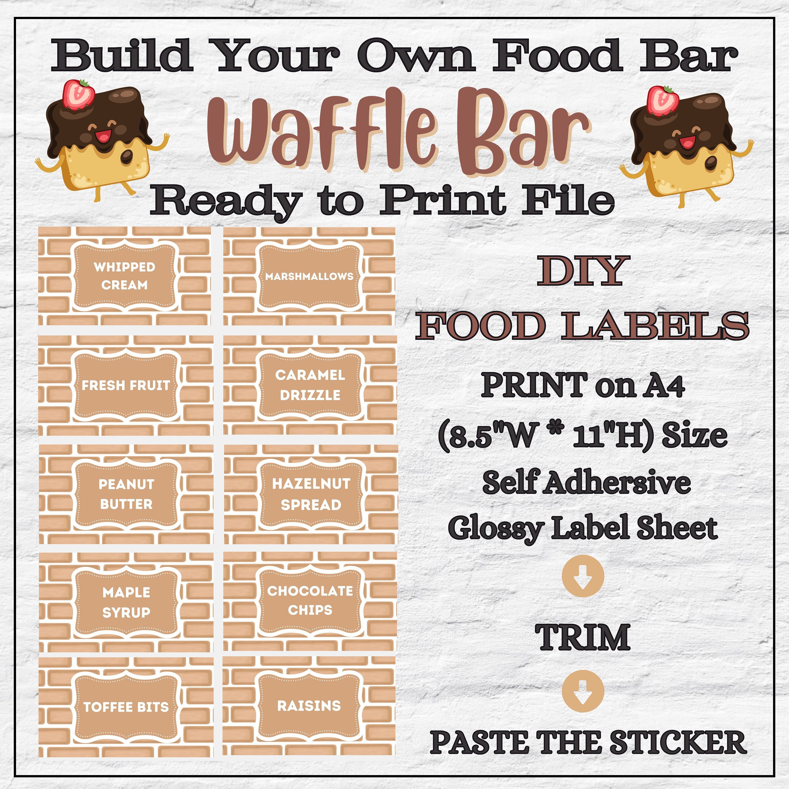 Build Your Own Waffle Bar | Buffet Cards, Buffet Signs, Personalized ...