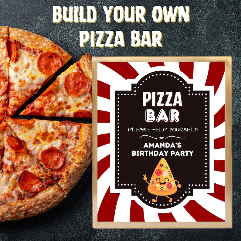 Pizza Bar Buffet Table Sign | Personalized Pizza Station Sign | Food ...
