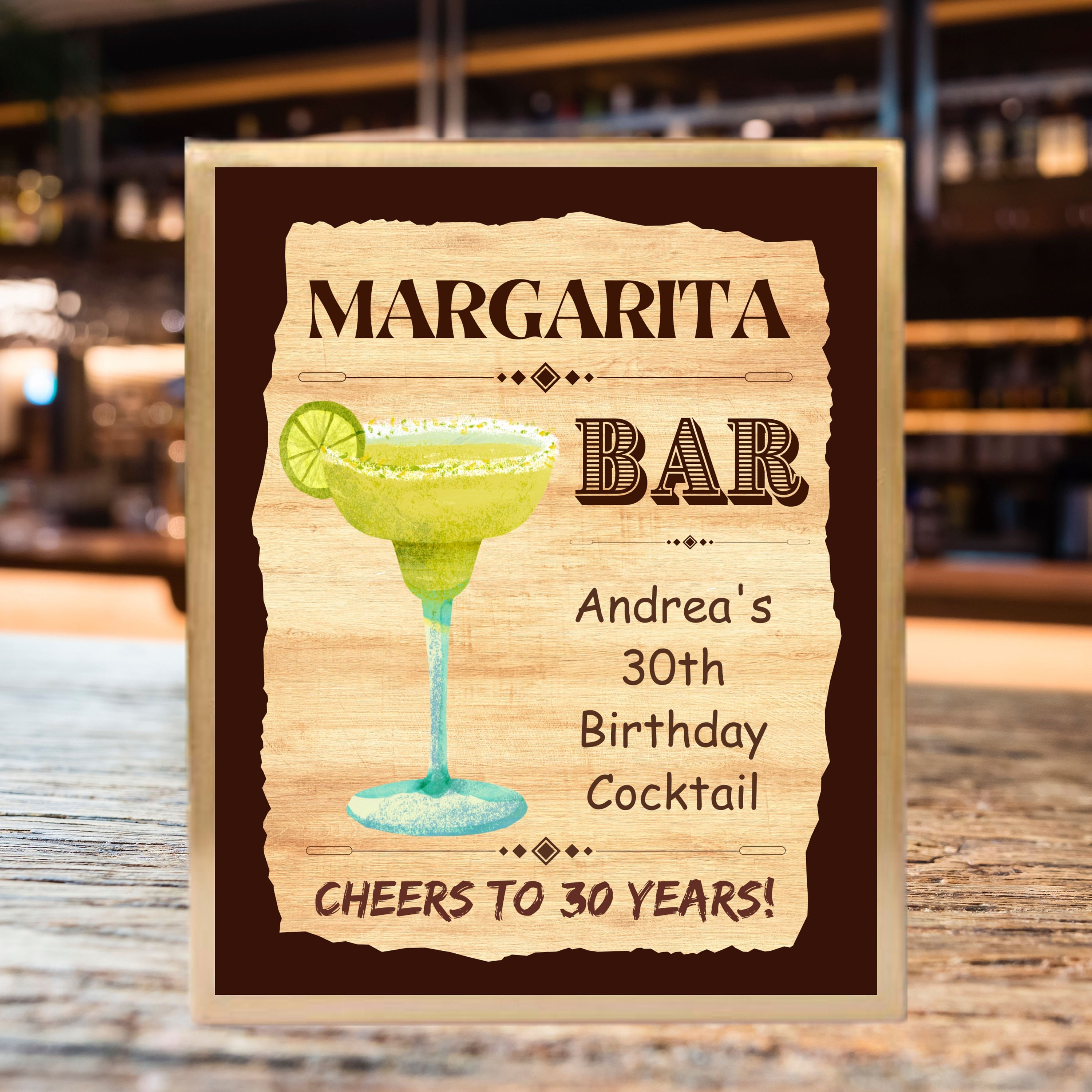 Margarita Bar Table Sign + Recipe Card | Personalized Cocktail Station ...