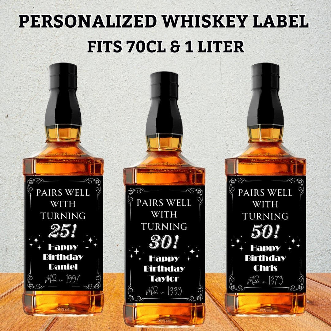 Personalized Whiskey Bottle Label, Birthday Party Gift, Aged to ...