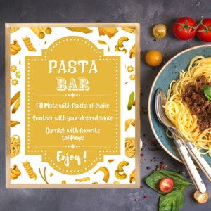 PASTA Bar Buffet Table Sign Template, PASTA Station Sign, Banners ...