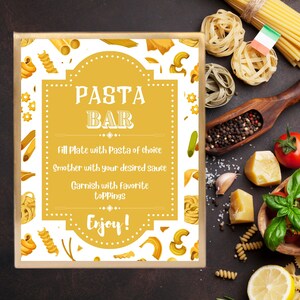 PASTA Bar Buffet Table Sign Template, PASTA Station Sign, Banners ...