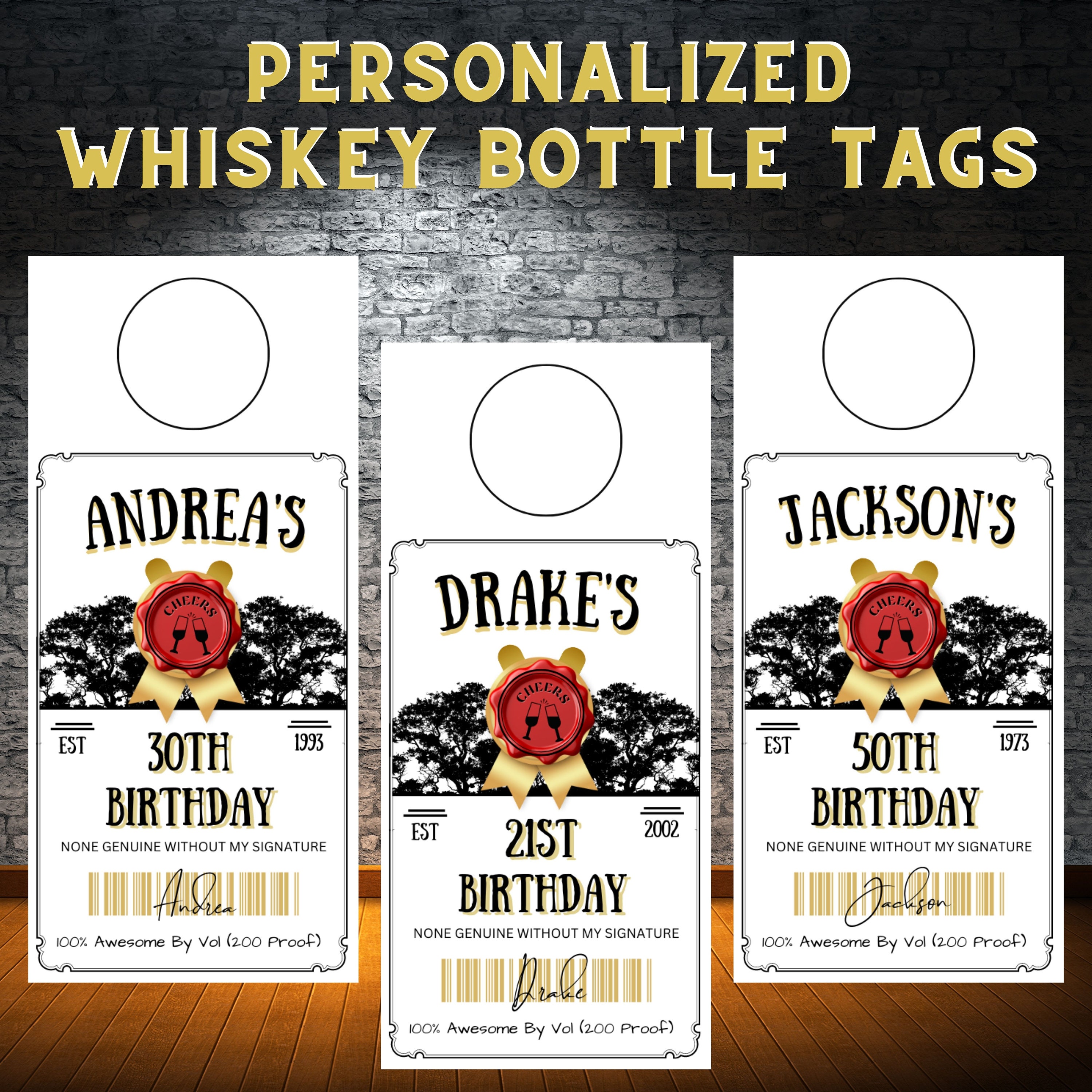 Printable Custom Mini Whiskey Bottle Hang TAGS, Fits Mini Whiskey ...