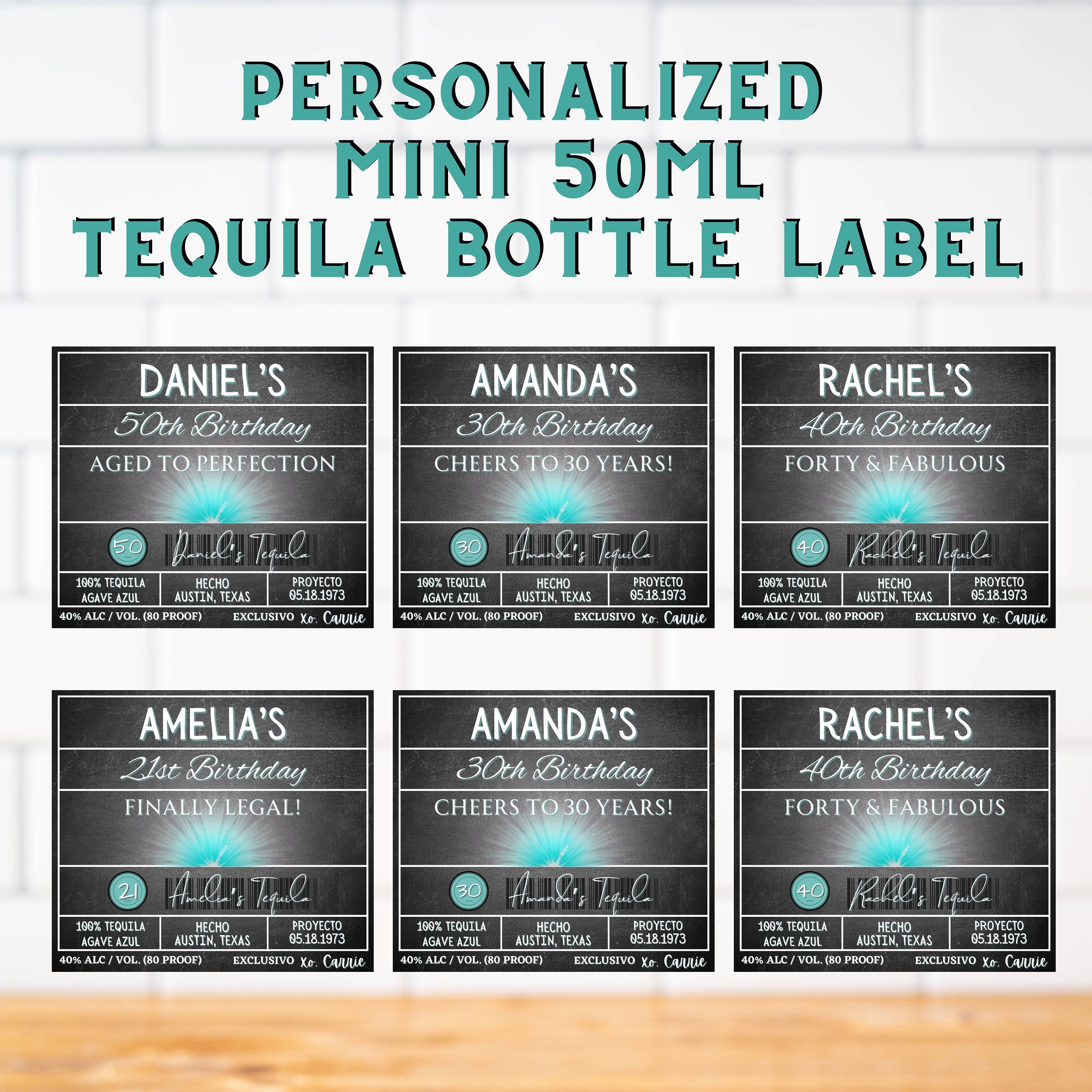 Easy Printable Custom Tequila Bottle LABEL Sizes 50ML - Etsy