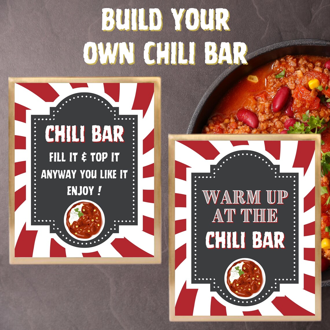 CHILI Bar Buffet Table Sign Template, Personalized to Any Name, Chili ...
