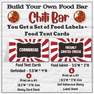 Build Your Own CHILI Food Bar Buffet Sign + Buffet Cards + Personalized ...